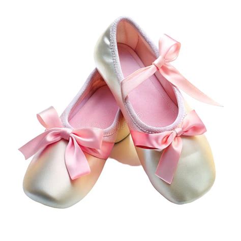 Ballet Shoes With Pink Bows Isolated On White Background Stock