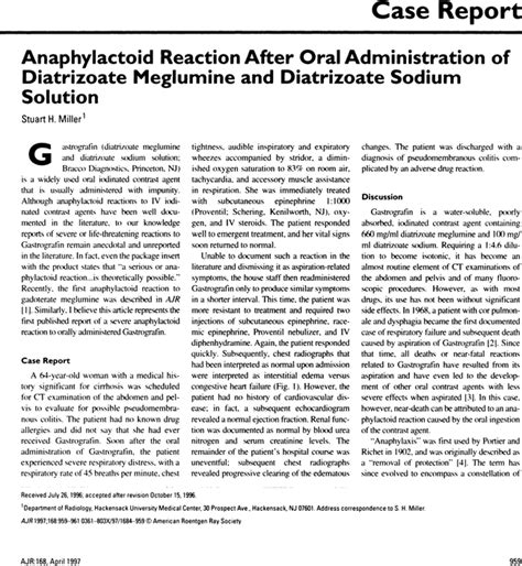 Anaphylactoid Reaction After Oral Administration Of Diatrizoate