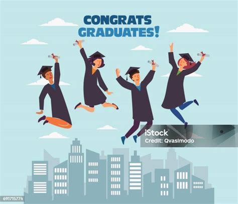 졸업 개념입니다 행복 한 젊은 남자와 여자와 세련 된 현대 벡터 일러스트 레이 션 졸업식에 대한 스톡 벡터 아트 및 기타 이미지 졸업식 학생 공부 Istock