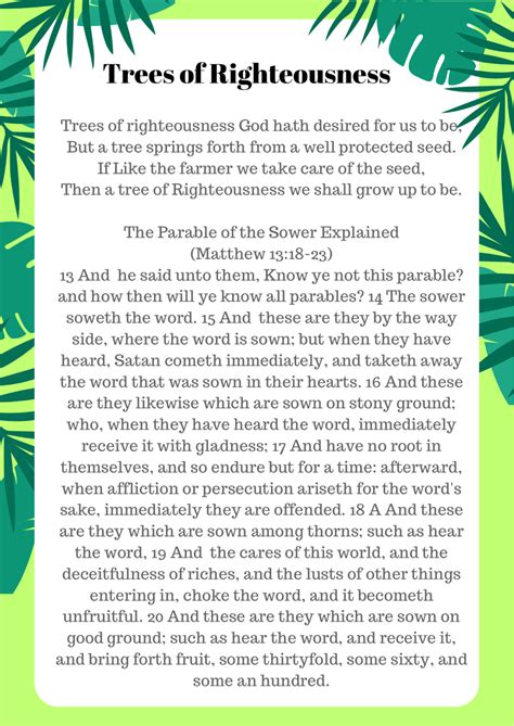 Trees Of Righteousness Gods Creation Station