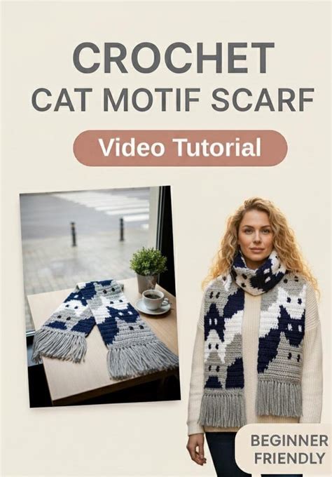 Crochet Cat Motif Scarf Video Tutorial Beginner Friendly Crochet
