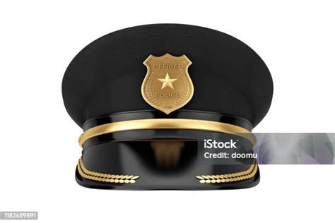 황금 배지와 경찰관 모자 3d 렌더링 경찰 배지에 대한 스톡 사진 및 기타 이미지 경찰 배지 경찰관 경호 Istock