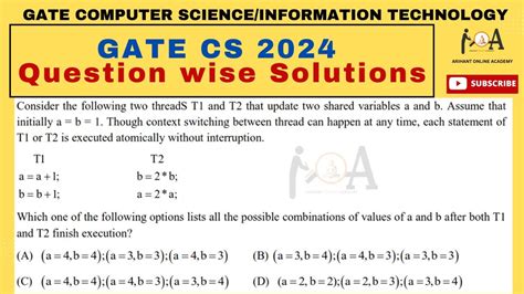 gate cs it 2024 set 1 question 30 os gate cs solved pyqs youtube