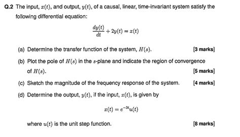 Solved Q2 The Input Xt And Output Yt Of A Causal Linear