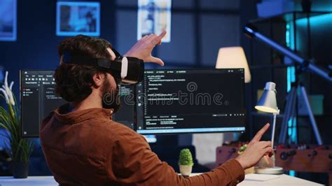 Remote Software Developer Using Vr Goggles In Personal Office At Home Stock Footage Video Of