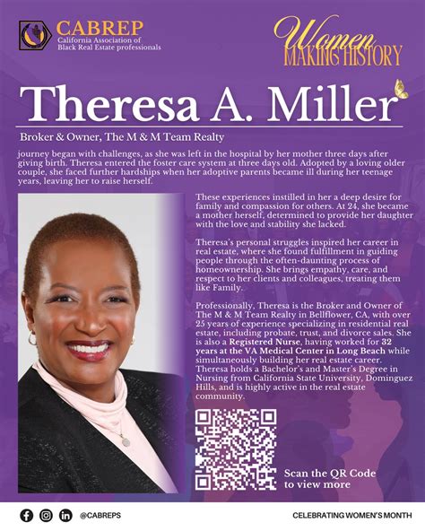 Cabrep Women Making History Theresa A Miller Followers This Women