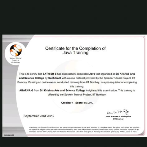 Sathish S On Linkedin Spoken Tutorial In Java 80