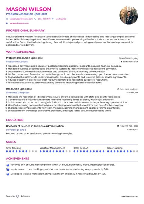 10 Resolution Specialist Resume Samples And Templates For 2025