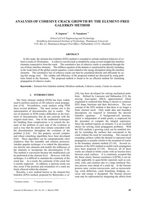 Pdf Analysis Of Cohesive Crack Growth By The Element Free Galerkin Method