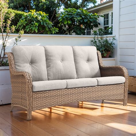 Gymojoy 3 Seat Wicker Outdoor Patio Sofa Sectional Couch With High Back