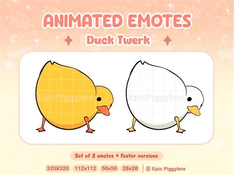 Duck Twerk Animated Emote For Twitch Discord Cute White Duck Yellow Duck Booty Shake Chick