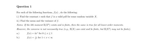 Question 1for Each Of The Following Functions Fx