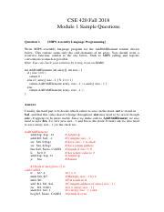 CSE420 Module1 SampleQuestions Fall 2018 Pdf CSE 420 Fall 2018 Module