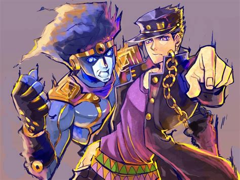 Kujo Jotaro And Star Platinum Jojo No Kimyou Na Bouken Drawn By A