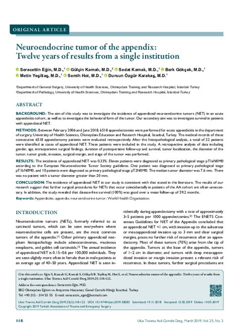 Pdf Neuroendocrine Tumor Of Appendix Twelve Years Results Of A Single Institution