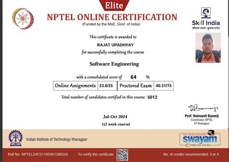 Rajat Upadhyay On Linkedin Achievementunlocked Nptel