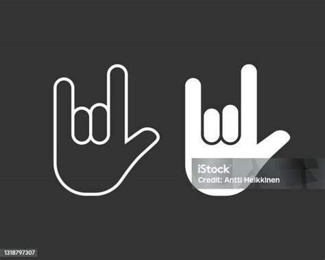 록 핸드 제스처 아이콘 악마 뿔 기호 헤비 메탈 음악 기호 마우스 클릭 커서 로고 실루엣 벡터 일러스트 이미지입니다 감정에 대한 스톡 벡터 아트 및 기타 이미지 Istock