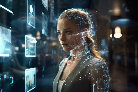 Premium Ai Image Full Shot Woman Augmented Reality Technology