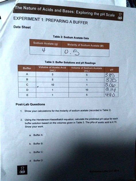 Solved The Nature Of Acids And Basesexploring The Ph Scale Experiment