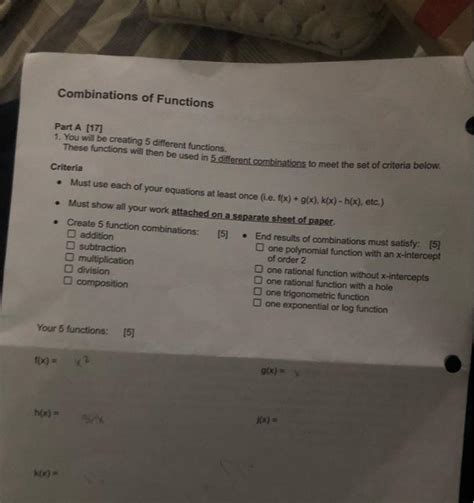 Combinations Of Functions Part A You Will Be Chegg Com