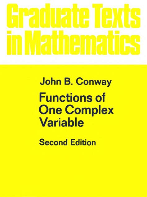 gtm 011 john b conway functions of one complex variable 1978 pdf