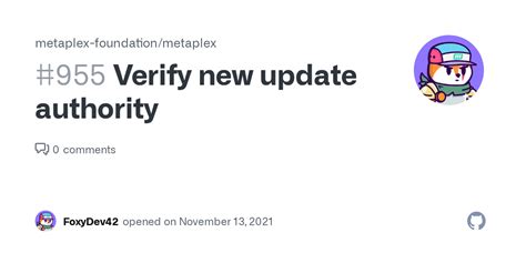 Verify New Update Authority · Issue 955 · Metaplex Foundationmetaplex · Github