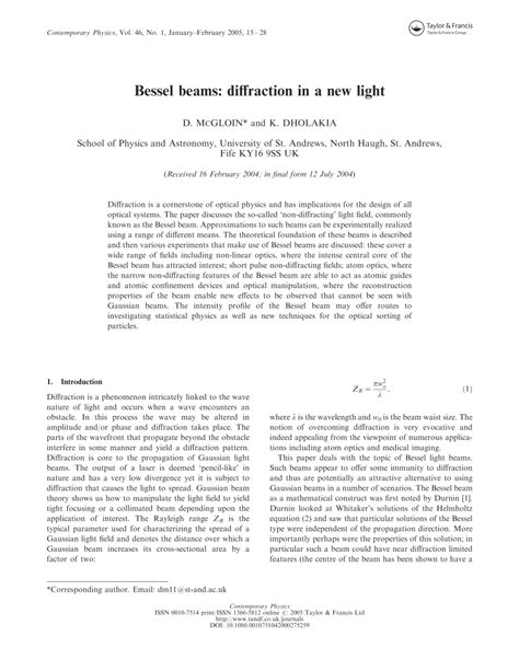 Bessel Beams Diffraction In A New Light The Best Picture Of Beam