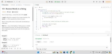 Resolved Leetcodes Reverse Words In A String Problem Sakshi Raut