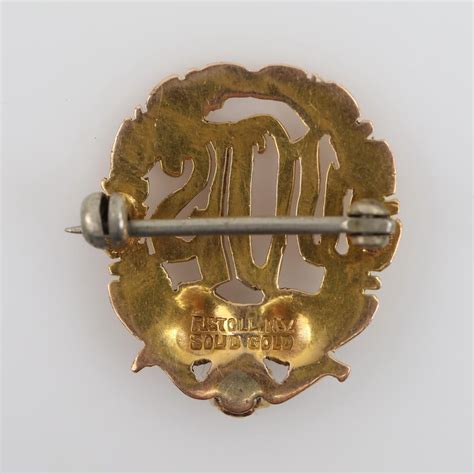 14kt Gold Old Mine Cut Diamond Filigree Pin Property Room