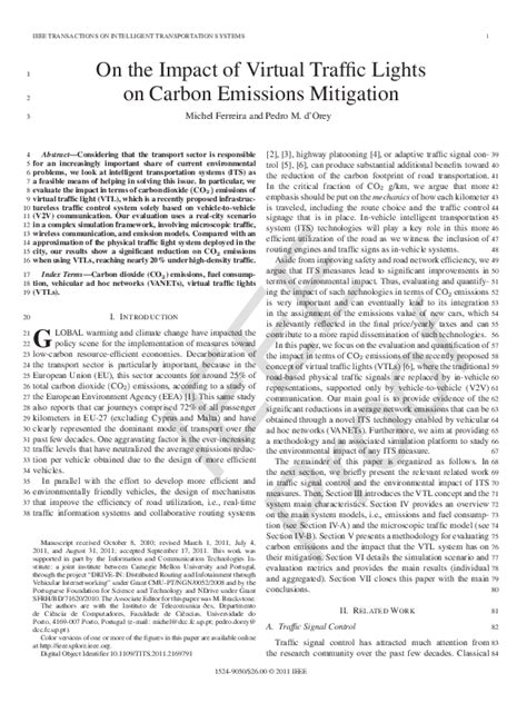 Pdf On The Impact Of Virtual Traffic Lights On Carbon Emissions