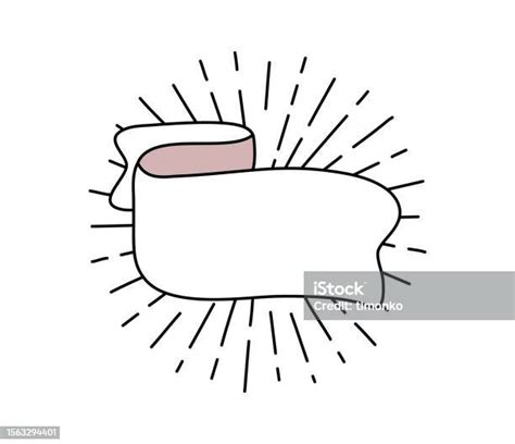 태양 광선이 있는 라인 벡터 블랙 리본 배너 아이콘 웹 디자인 요소 손으로 그린 그림입니다 비즈니스 인사말 카드 및 휴일 복사