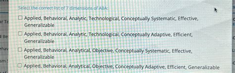 Solved Select The Correct List Of 7 ﻿dimensions Of Aba