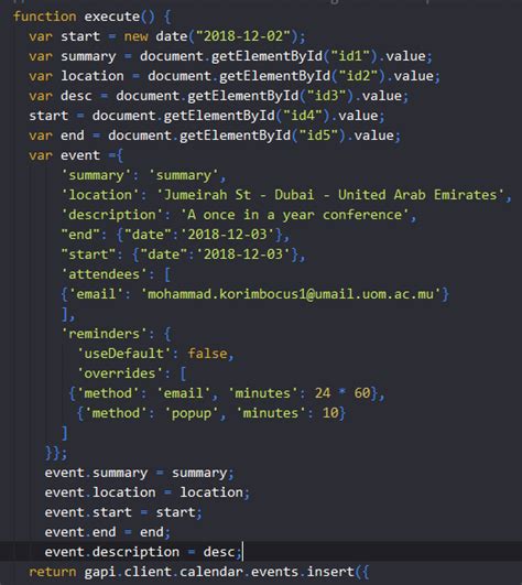 Html Date Input In Form For Google Calendar Api In Javascript Stack