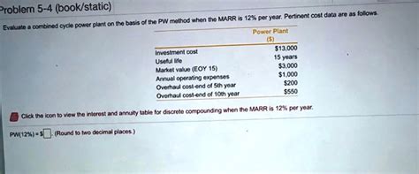 Solved Problem 5 4 Book Static Evaluate A Combined Cycle Power Plant On The Basis Of The Pw