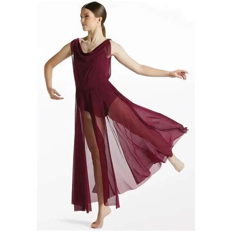 Balera Double Cowl Mesh Maxi Lyrical Dance Dress Blackfeather Dancewear