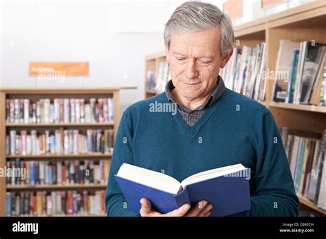 Mature Male Babe Studying In Library Stock Photo Alamy