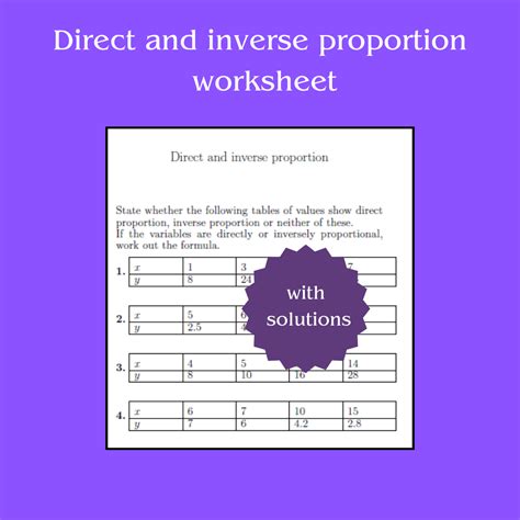 Equations For Direct And Inverse Proportion Beyond Maths Worksheets Library
