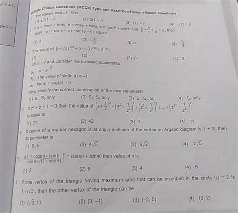 Cholce Questions Mcqs Type And Assertion Reason Based Questions The S