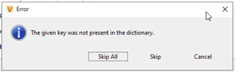 The Given Key Was Not In The Dictionary When Performing A Copy Design