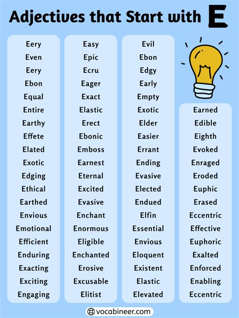 Adjectives That Begin With E Complete Word List