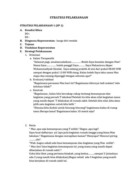 Contoh Strategi Pelaksanaan Pdf