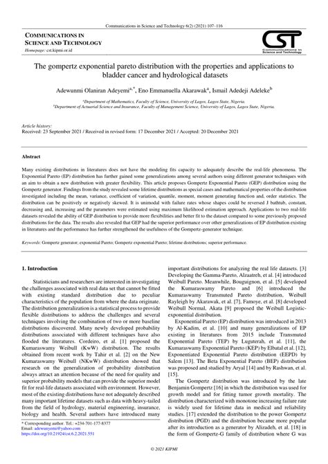 Pdf The Gompertz Exponential Pareto Distribution With The Properties And Applications To