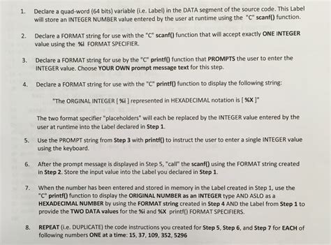 1 Declare A Quad Word 64 Bits Variable Ie 1 Declare A Quad Word 64 Bits Variable Ie