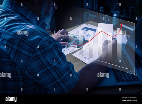 A Caucasian Male Analyzing Investment Performance Overplotted Graph Of