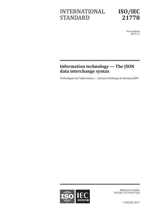 ISO IEC Information Technology The JSON Data Interchange Syntax