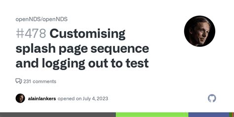 Customising Splash Page Sequence And Logging Out To Test Issue 478
