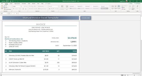 Manual Invoice Excel Template Invoice Tracker Printable Etsy