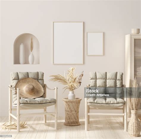 홈 인테리어 배경의 프레임 천연 목재 가구와 베이지 색 방 액자에 대한 스톡 사진 및 기타 이미지 액자 해안선 0명 Istock