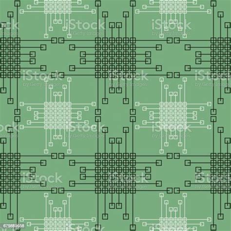 원활한 벡터 패턴입니다 녹색 사각형 및 선 대칭 기하학적 배경입니다 장식 반복 장식 0명에 대한 스톡 벡터 아트 및 기타 이미지 0명 골동품 기하 도형 Istock