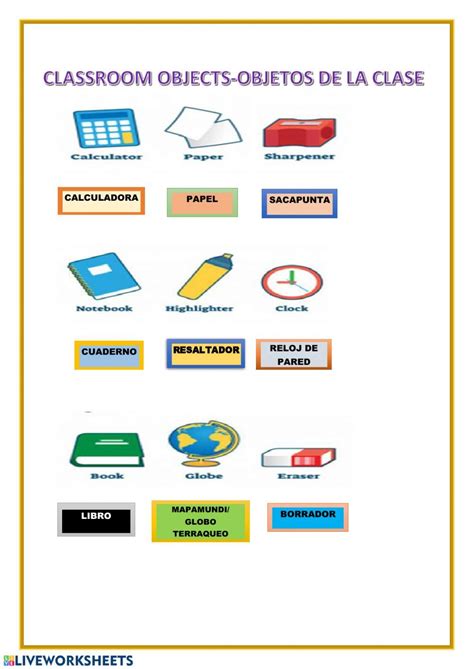 Objetos Del Salon De Clases Worksheet Salons Worksheets